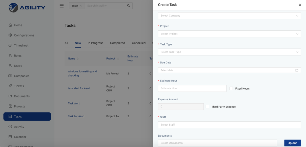 Task Management Engagement – Agility CRM+ Project Task Management by Logistics 360